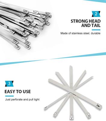 China Anti UV 304 316 Stainless Steel Cable Tie Self Locking Flame Retardant for sale