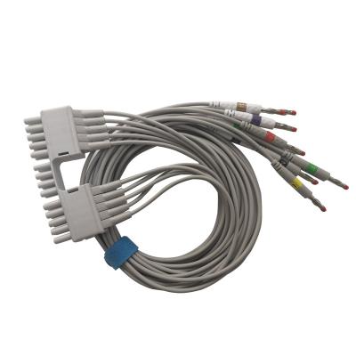 China Grey 10 Lead ECG EKG Cable ECG Leadwire In Banana 4.0 Terminal for sale