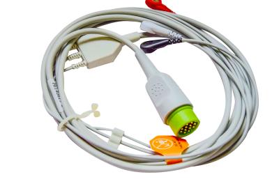 China Snap Type 3 Lead ECG EKG Cable Medical ECG Leadwire Spacelab Elance Series for sale