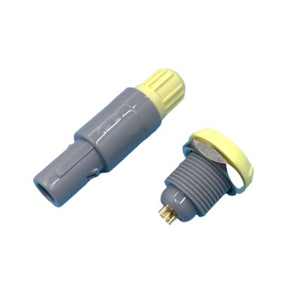 China ODM Push Pull Medical Device Connectors 3 Pin Gold Plated Brass for sale