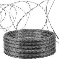 China Hot Dipped Galvanized Concertina Razor Wire Coil 450mm 33 Loops Security Fence for sale
