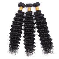 China Natural Black Deep Wave Remy Human Hair Bundles 10-28 Inch Brazilian Sew In Weave 3 Bundles for sale