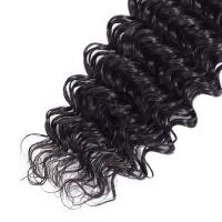 China Natural Black Deep Wave Remy Human Hair Bundles 10-28 Inch Brazilian Sew In Weave 3 Bundles for sale
