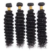 China Natural Black Deep Wave Remy Human Hair Bundles 10-28 Inch Brazilian Sew In Weave 3 Bundles for sale