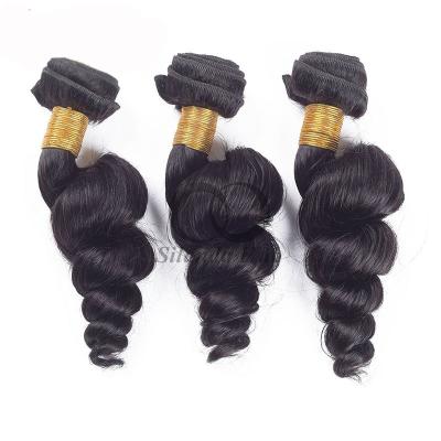 China Natural Black Loose Wave Remy Human Hair Bundles 10-28 Inch Brazilian Sew In Weave 3 Bundles for sale