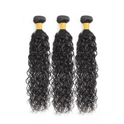 China Natural Black Water Wave Remy Human Hair Bundles 10-28 Inch Brazilian Sew In Weave for sale