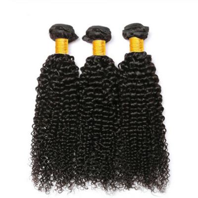 China Natural Black Kinky Curly Remy Human Hair Bundles 10-28 Inch Brazilian Sew In Weave 3 Bundles for sale