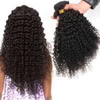 China Natural Black Kinky Curly Remy Human Hair Bundles 10-28 Inch Brazilian Sew In Weave 3 Bundles for sale