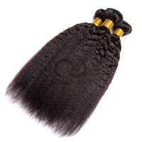 China Natural Black Kinky Straight Remy Human Hair Bundles 10-28 Inch Brazilian Sew In Weave 3 Bundles for sale