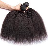 China Natural Black Kinky Straight Remy Human Hair Bundles 10-28 Inch Brazilian Sew In Weave 3 Bundles for sale