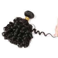 China Natural Black Funmi Curly Remy Human Hair Bundles 10-28 Inch Brazilian Sew In Weave 3 Bundles Per Set for sale