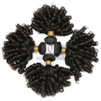 China Natural Black Funmi Curly Remy Human Hair Bundles 10-28 Inch Brazilian Sew In Weave 3 Bundles Per Set for sale