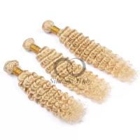 China 613 Bleached Blonde Deep Wave Remy Human Hair Bundles 10-28 Inch Brazilian Weave for sale