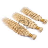 China 613 Bleached Blonde Deep Wave Remy Human Hair Bundles 10-28 Inch Brazilian Weave for sale