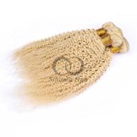 China 613 Bleached Blonde Kinky Curly Remy Human Hair Bundles 10-28 Inch Brazilian Weave for sale