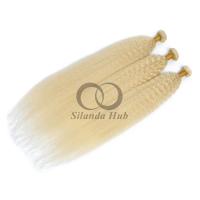 China 613 Bleached Blonde Kinky Straight Remy Human Hair Bundles 10-28 Inch Brazilian Weave for sale
