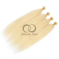 China 613 Bleached Blonde Kinky Straight Remy Human Hair Bundles 10-28 Inch Brazilian Weave for sale