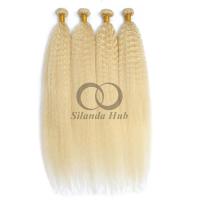 China 613 Bleached Blonde Kinky Straight Remy Human Hair Bundles 10-28 Inch Brazilian Weave for sale