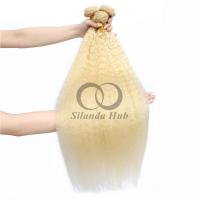 China 613 Bleached Blonde Kinky Straight Remy Human Hair Bundles 10-28 Inch Brazilian Weave for sale
