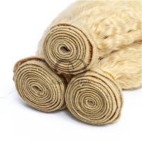 China 613 Bleached Blonde Kinky Straight Remy Human Hair Bundles 10-28 Inch Brazilian Weave for sale