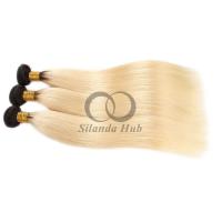 China T1B/613 Bleached Blonde Straight Remy Human Hair Bundles 10-28 Inch Brazilian Weave for sale