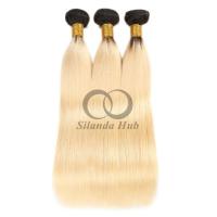 China T1B/613 Bleached Blonde Straight Remy Human Hair Bundles 10-28 Inch Brazilian Weave for sale