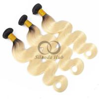 China T1B/613 Bleached Blonde Body Wave Remy Human Hair Bundles 10-28 Inch Brazilian Weave for sale