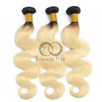 China T1B/613 Bleached Blonde Body Wave Remy Human Hair Bundles 10-28 Inch Brazilian Weave for sale