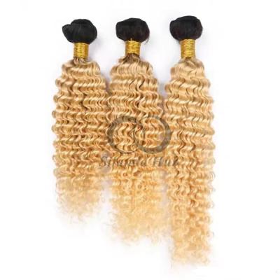 China Bleached Blonde Deep Wave Remy Human Hair Bundles 10-28 Inch Brazilian Sew In Weave 3 Bundles for sale