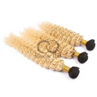 China Bleached Blonde Deep Wave Remy Human Hair Bundles 10-28 Inch Brazilian Sew In Weave 3 Bundles for sale
