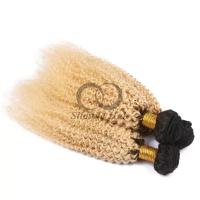 China Bleached Blonde Kinky Curly Remy Human Hair Bundles 10-28 Inch Brazilian Sew In Weave 3 Bundles Set for sale