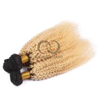 China Bleached Blonde Kinky Curly Remy Human Hair Bundles 10-28 Inch Brazilian Sew In Weave 3 Bundles Set for sale