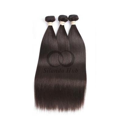 China Straight Remy Human Hair Bundles #2 Dark Brown Brazilian Weave 3 Bundles 10-28 Inch for sale