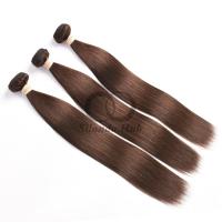China #4 Medium Brown Straight Remy Human Hair Bundles 10-28 Inch Brazilian Sew In Weave 3 Bundles Per Set for sale