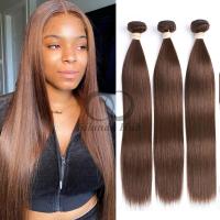 China #4 Medium Brown Straight Remy Human Hair Bundles 10-28 Inch Brazilian Sew In Weave 3 Bundles Per Set for sale