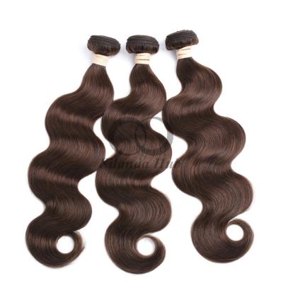 China #4 Medium Brown Body Wave Remy Human Hair Bundles 10-28 Inch Brazilian Sew In Weave for sale