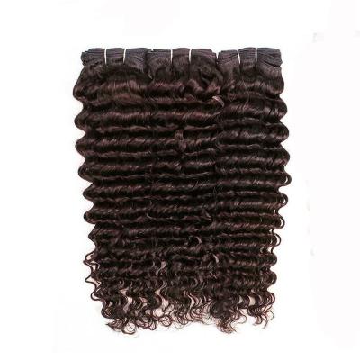China #2 Dark Brown Deep Wave Remy Human Hair Bundles 10-28 Inch Brazilian Sew In Weave for sale