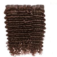 China #4 Medium Brown Deep Wave Remy Human Hair Bundles 10-28 Inch Brazilian Sew In Weave 3 Bundles Set for sale