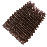 China #4 Medium Brown Deep Wave Remy Human Hair Bundles 10-28 Inch Brazilian Sew In Weave 3 Bundles Set for sale