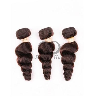 China Dark Brown Loose Wave Remy Human Hair Bundles 10-28 Inch Sew In Weave Brazilian Bundle Deals for sale