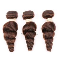 China #4 Medium Brown Loose Wave Remy Human Hair Bundles 10-28 Inch Sew In Weave Brazilian Bundle Deals for sale