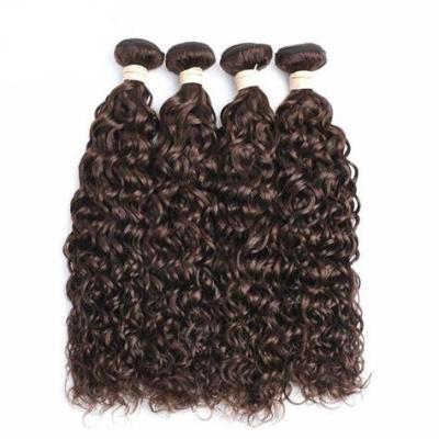China #4 Medium Brown Water Wave Remy Human Hair Bundles 10-28 Inch Brazilian Sew In Weave for sale