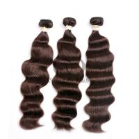 China Brazilian Remy Human Hair Loose Deep Wave Bundles #4 Medium Brown 10-28 Inch Machine Made Double Wefted for sale