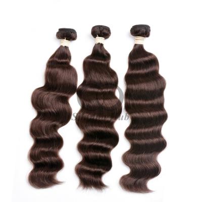 China Brazilian Remy Human Hair Loose Deep Wave Bundles #4 Medium Brown 10-28 Inch Machine Made Double Wefted for sale