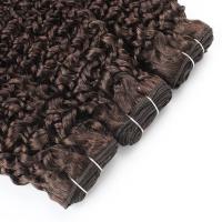 China Dark Brown Kinky Curly Remy Human Hair Bundles 10-28 Inch Brazilian Sew In Weave 3 Bundles for sale