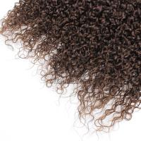 China Dark Brown Kinky Curly Remy Human Hair Bundles 10-28 Inch Brazilian Sew In Weave 3 Bundles for sale