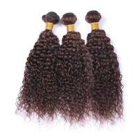 China #4 Medium Brown Kinky Curly Remy Human Hair Bundles 10-28 Inch Brazilian Weave for sale