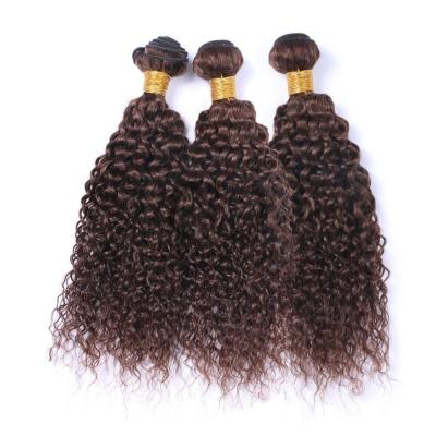 China #4 Medium Brown Kinky Curly Remy Human Hair Bundles 10-28 Inch Brazilian Weave for sale