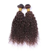 China #4 Medium Brown Kinky Curly Remy Human Hair Bundles 10-28 Inch Brazilian Weave for sale
