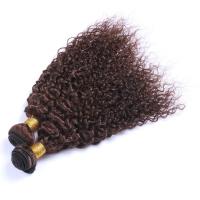 China #4 Medium Brown Kinky Curly Remy Human Hair Bundles 10-28 Inch Brazilian Weave for sale
